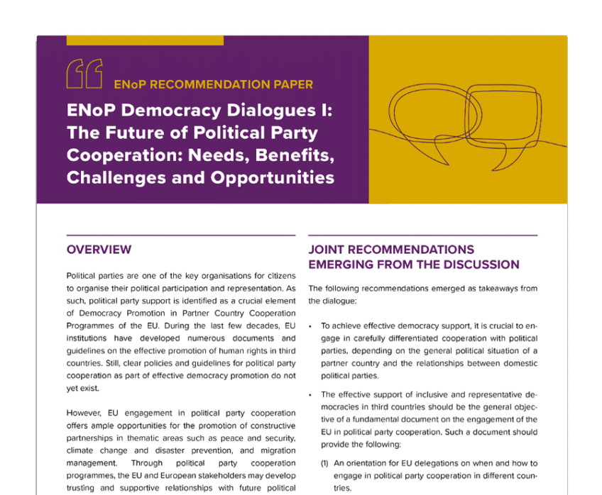 Democracy Dialogue I: The Future of Political Party Cooperation ...